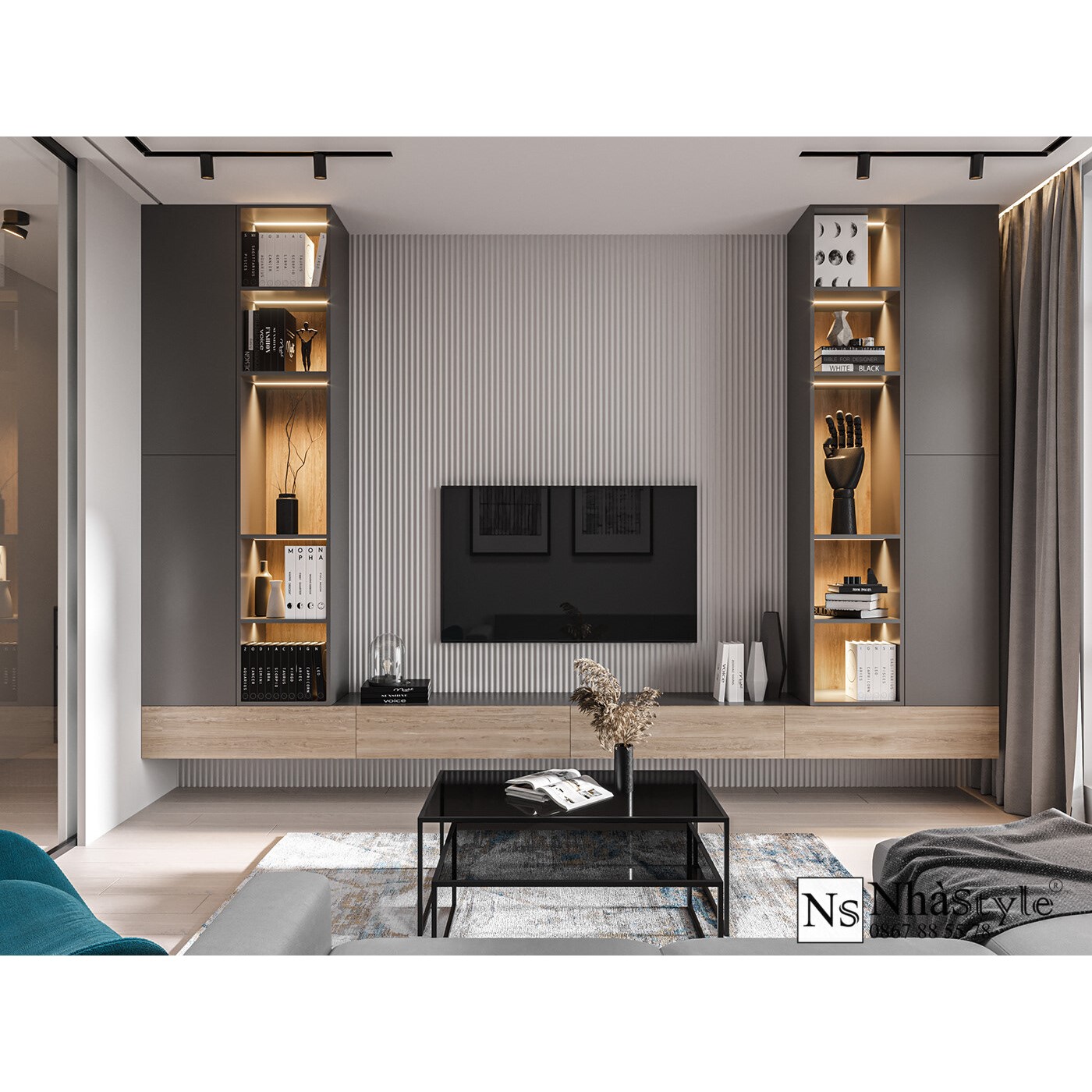 Kệ tivi decor phòng khách 034S – Nhà Style